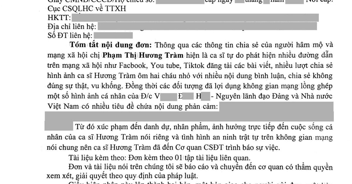 Ca sĩ Hương Tràm (Charmy Pham) cùng gia đình nộp đơn tố cáo thông tin ...
